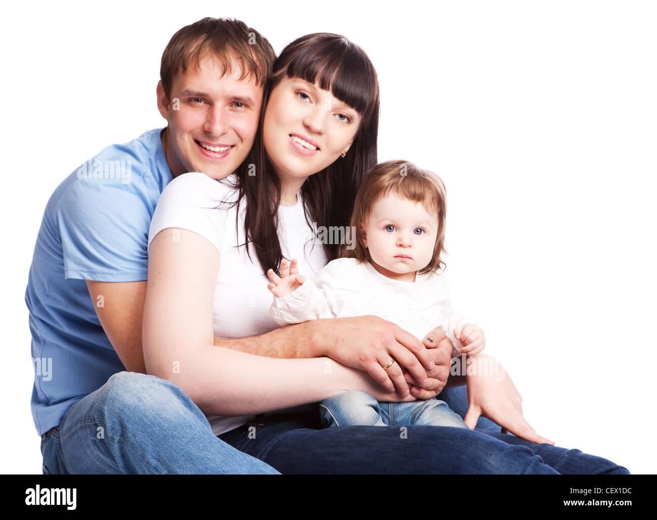 happy father , mother and baby, isolated on white Stock Photo - Alamy