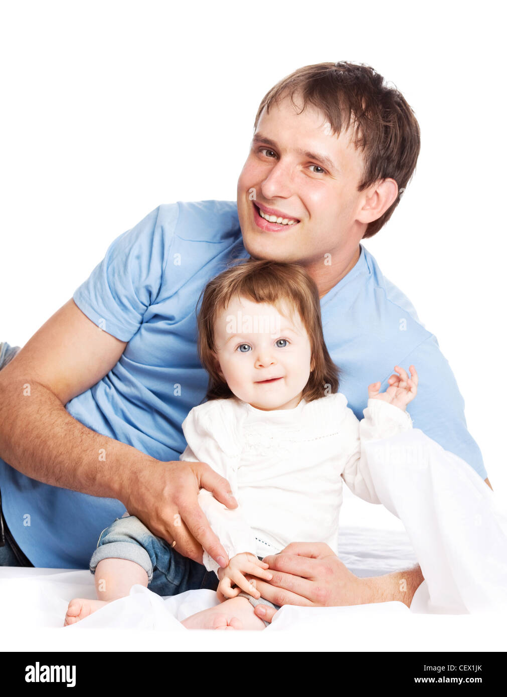 happy young father with his baby isolated on white Stock Photo - Alamy