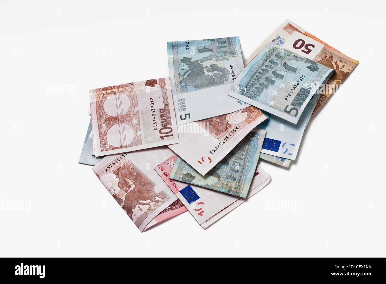 Many Euro bills lying side by side. On January 01st 2002 the Euro was ...