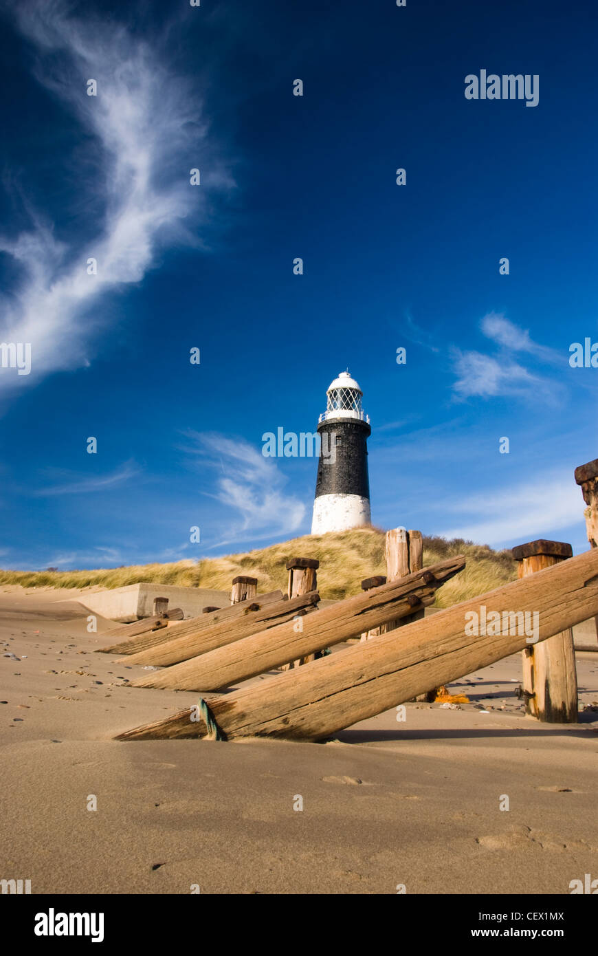 A view toward the lighthouse at Spurn. Spurn Head is the peninsula ...