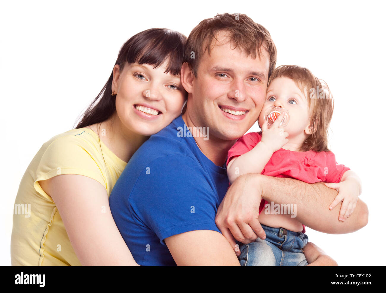 happy father , mother and baby, isolated on white Stock Photo - Alamy