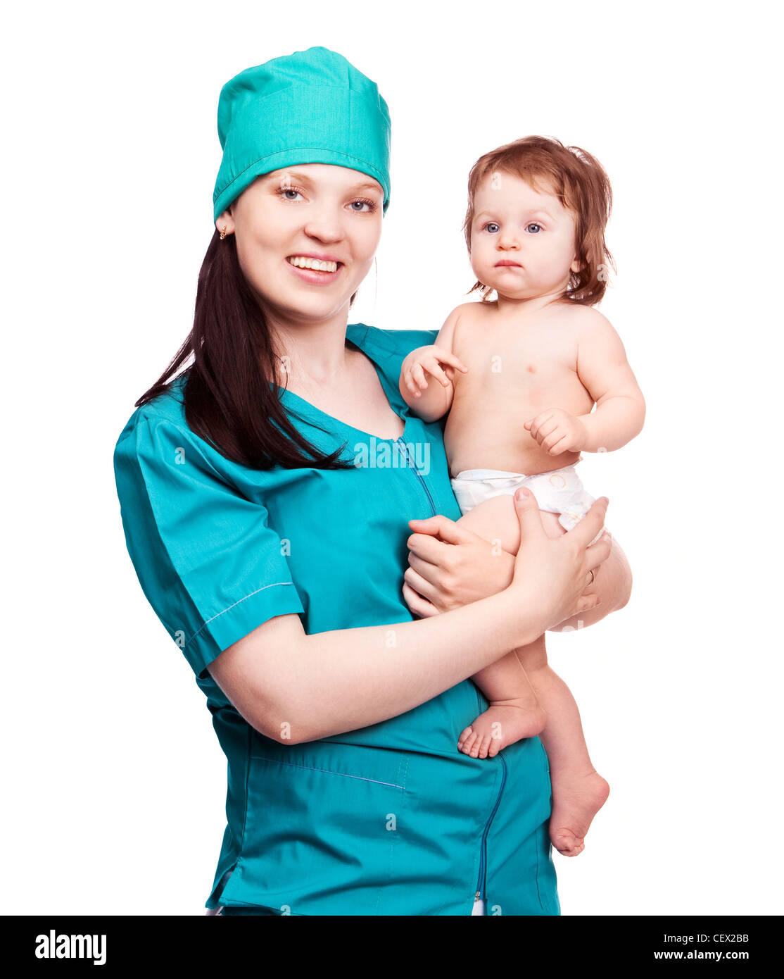 surgeon holding a baby, isolated Stock Photo - Alamy