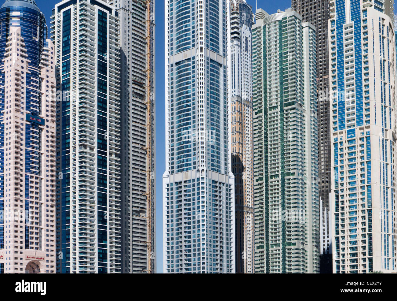 View of modern high-rise apartment buildings in Marina at New Dubai in ...