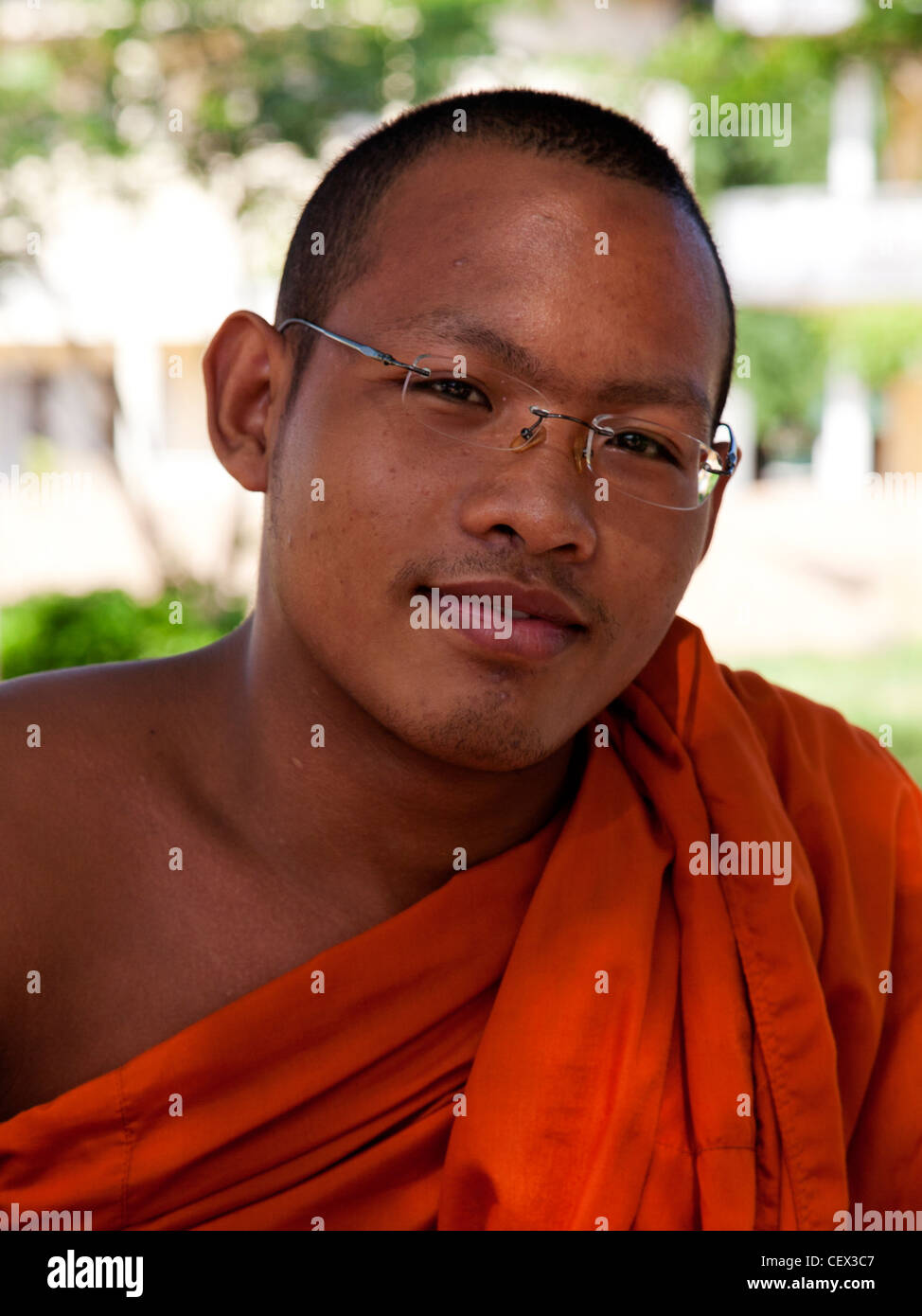 Portrait of a young Buddhist monk in Kratie, Cambodia Stock Photo - Alamy