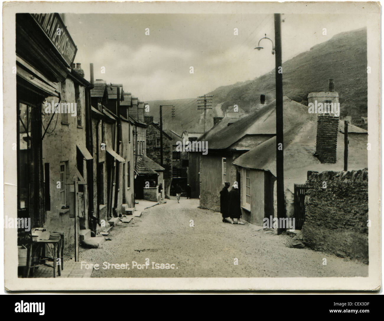 UK - CIRCA 1948: Reproduction of antique postcard shows Fore Street ...