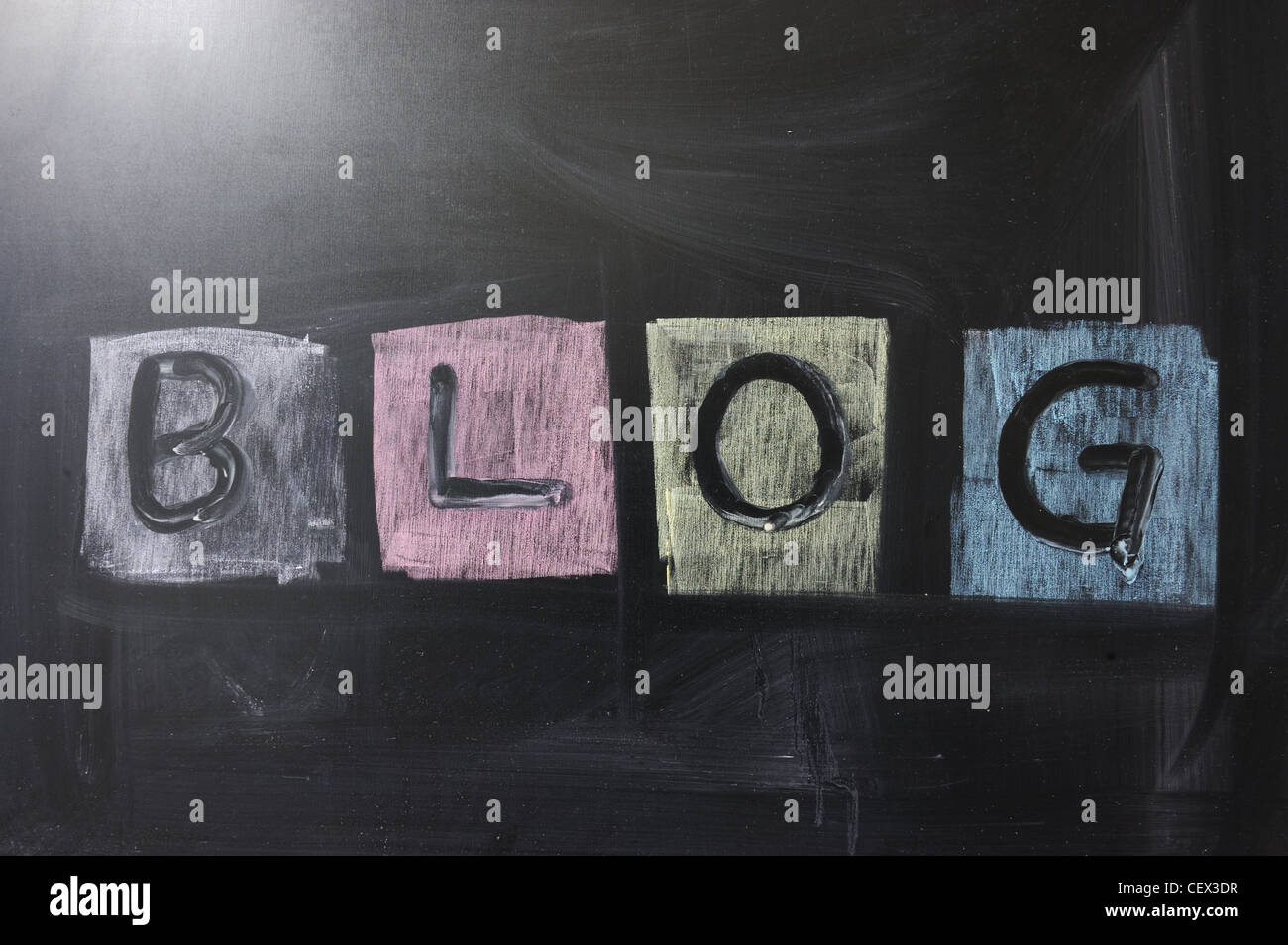 Chalk drawing - "Blog" word written on chalkboard Stock Photo - Alamy