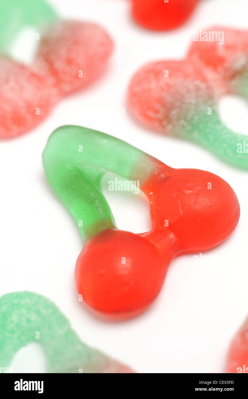 Gummy cherries and fizzy cherries Stock Photo - Alamy