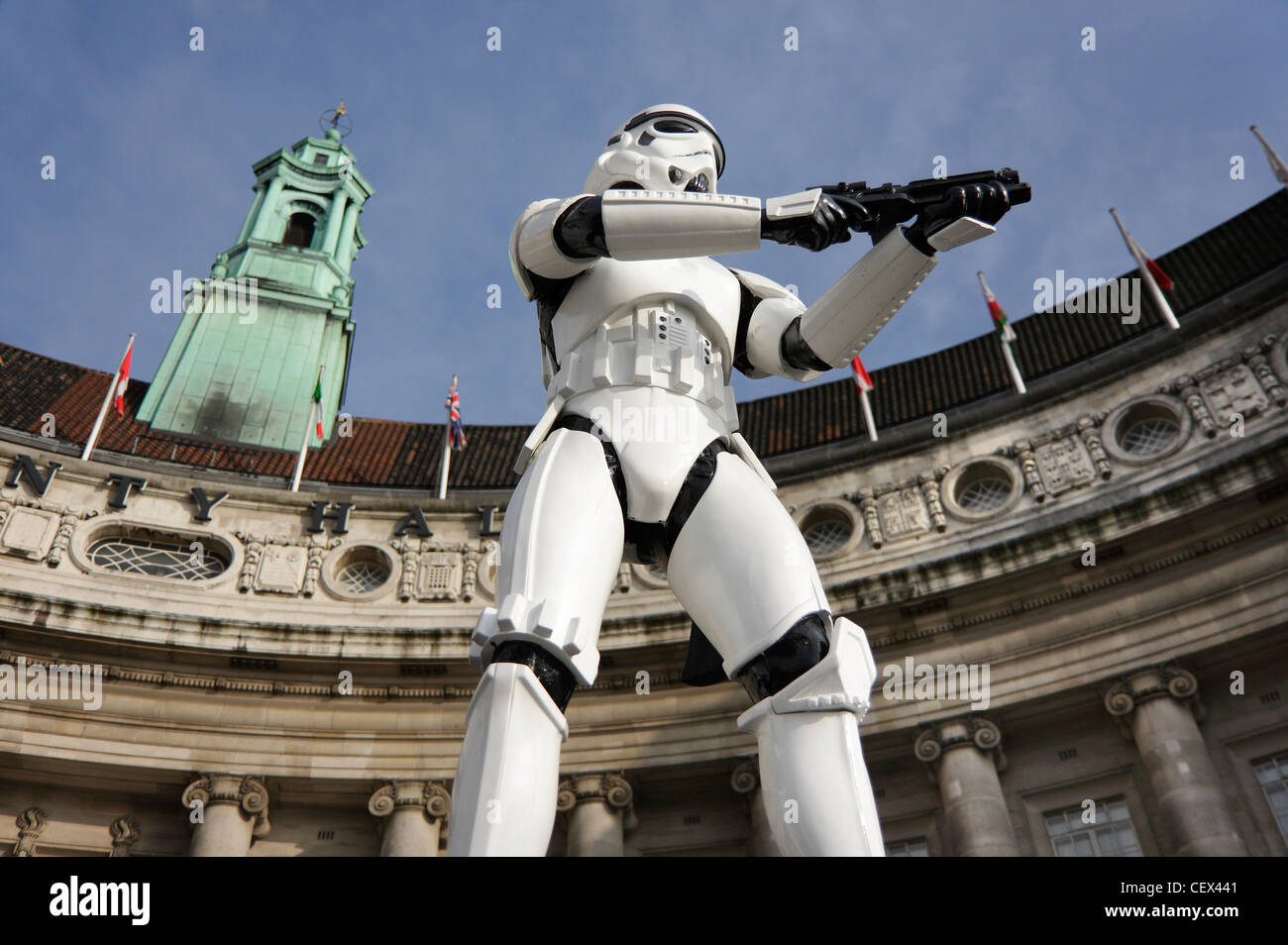 Imperial stormtrooper in front of the old County Hall Stock Photo - Alamy