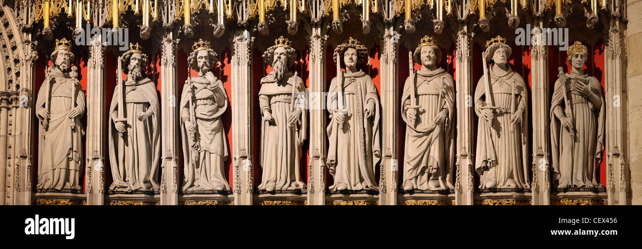 Choir screen in York Minster depicting Kings of England, York, North ...
