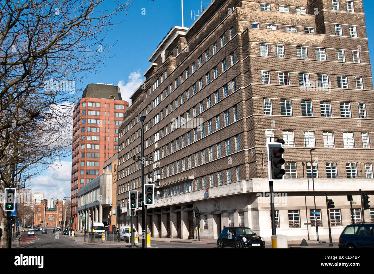London Fire Brigade headquarters on Albert Embankment, Lambeth, London ...