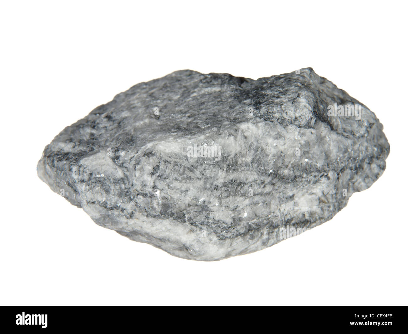 Rock with a splash of light and dark crystals isolated on white ...