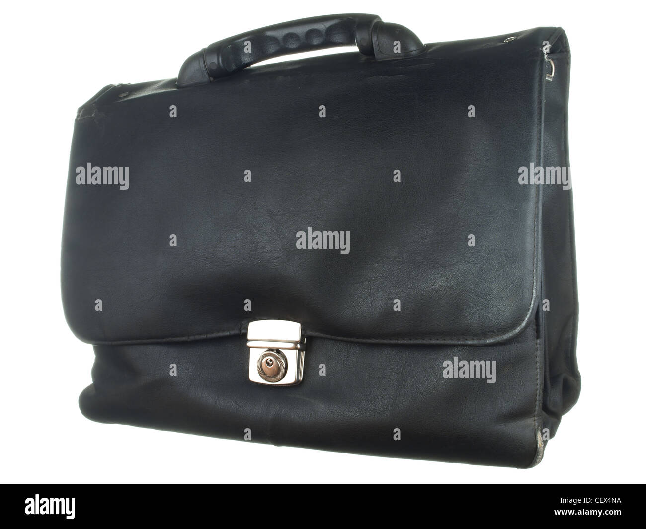 Old black briefcase isolated on a white background Stock Photo - Alamy