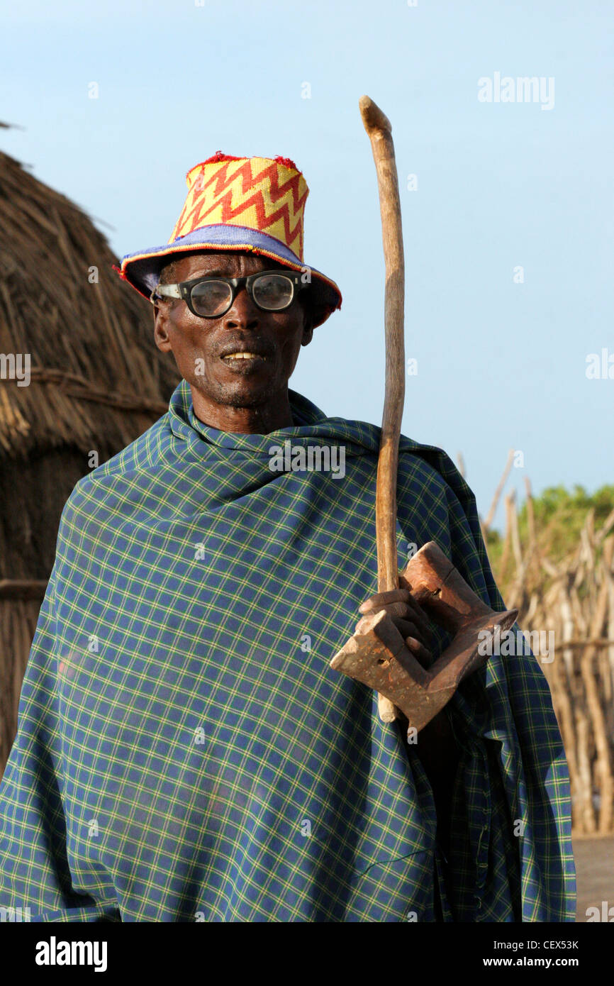 Africa, Ethiopia, Omo valley, a man of the Arbore (or Erbore) tribe ...