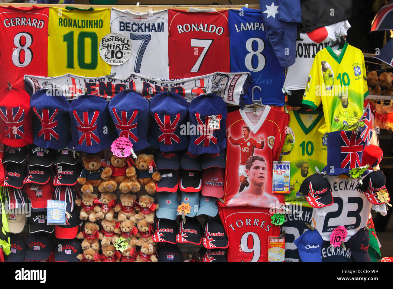 Detail of a tacky souvenir stall in London Stock Photo - Alamy