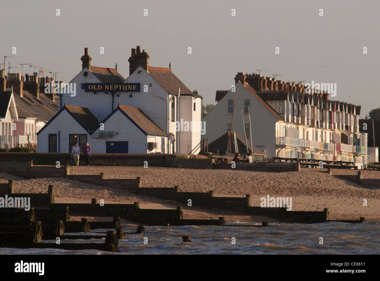 A view of the Neptune pub on the beach at Whitstable Stock Photo - Alamy