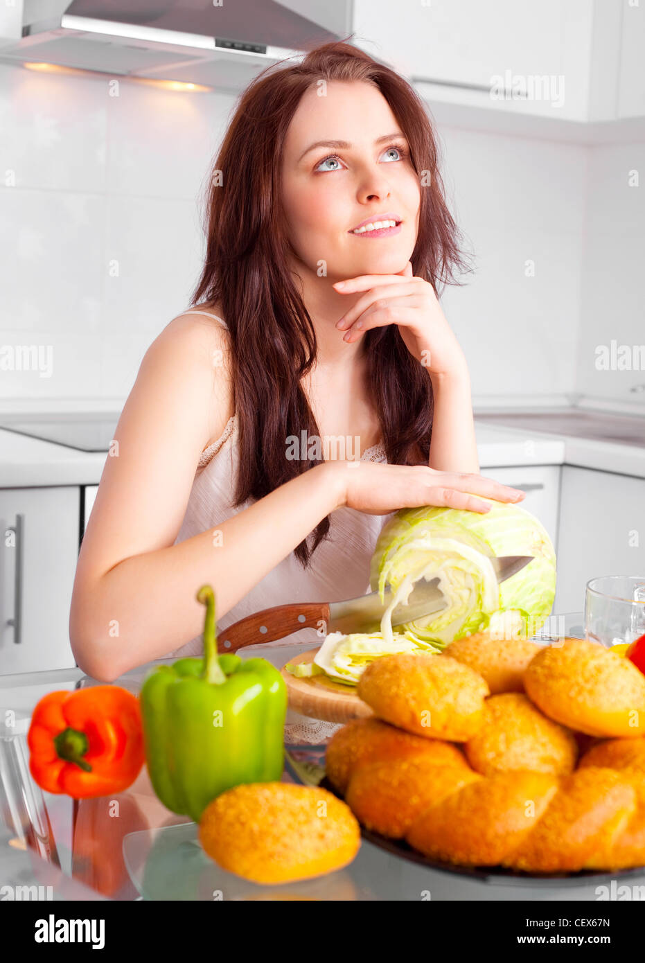 young woman cooking Stock Photo - Alamy