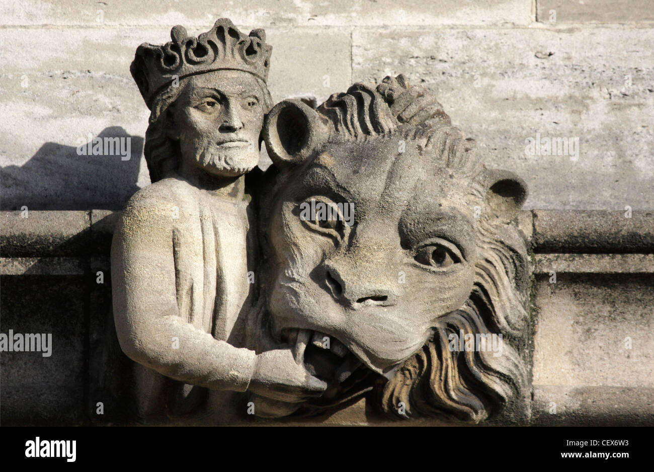 Detail of stone carving on the outer facade of Magdalen College in ...