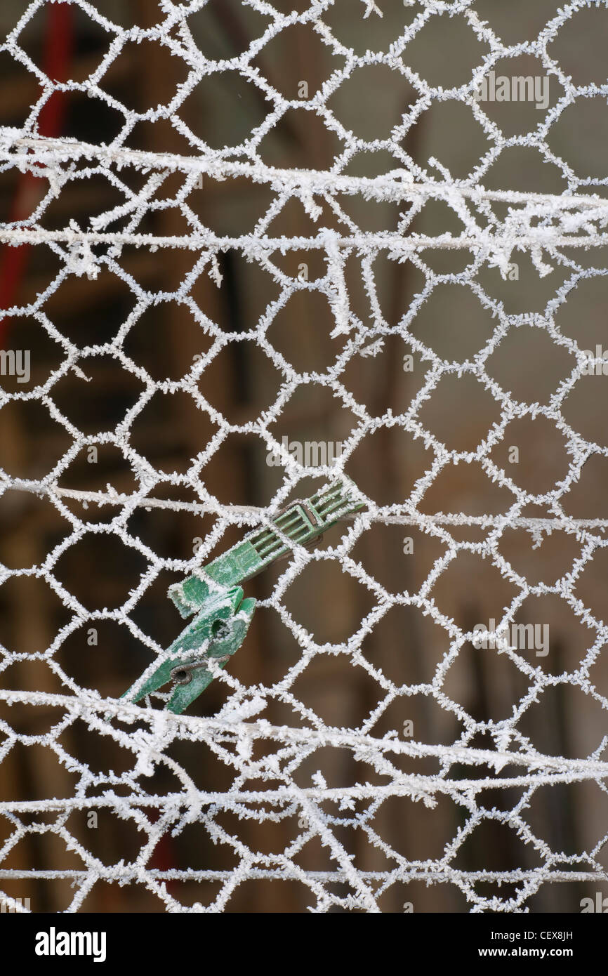 Frozen Mesh Fence close up Stock Photo - Alamy