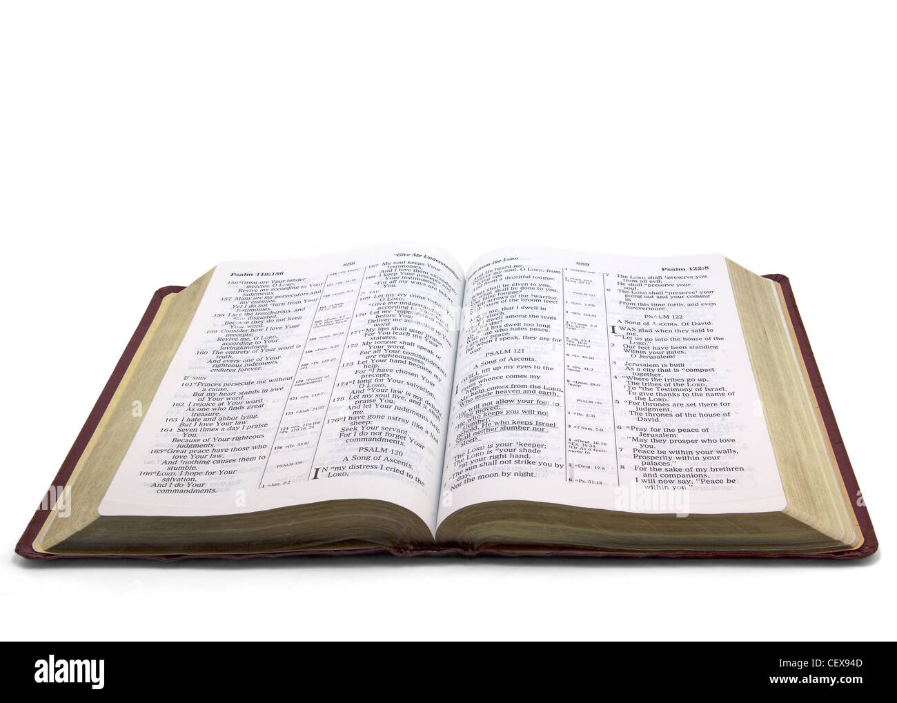 An Open bible on a white background Stock Photo - Alamy