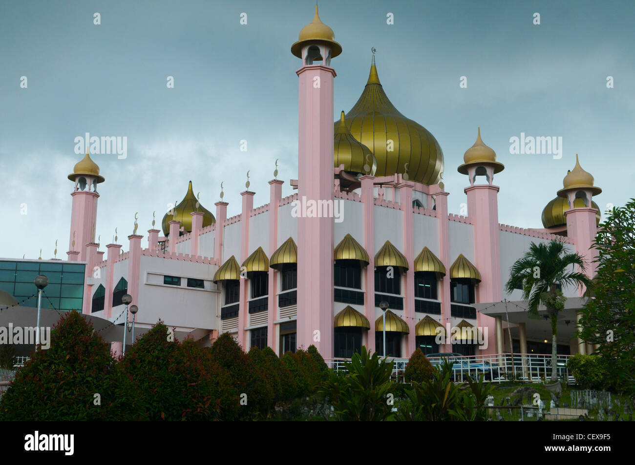 pink mosque in Kuching City in Sarawak, Borneo, Malaysia Stock Photo ...