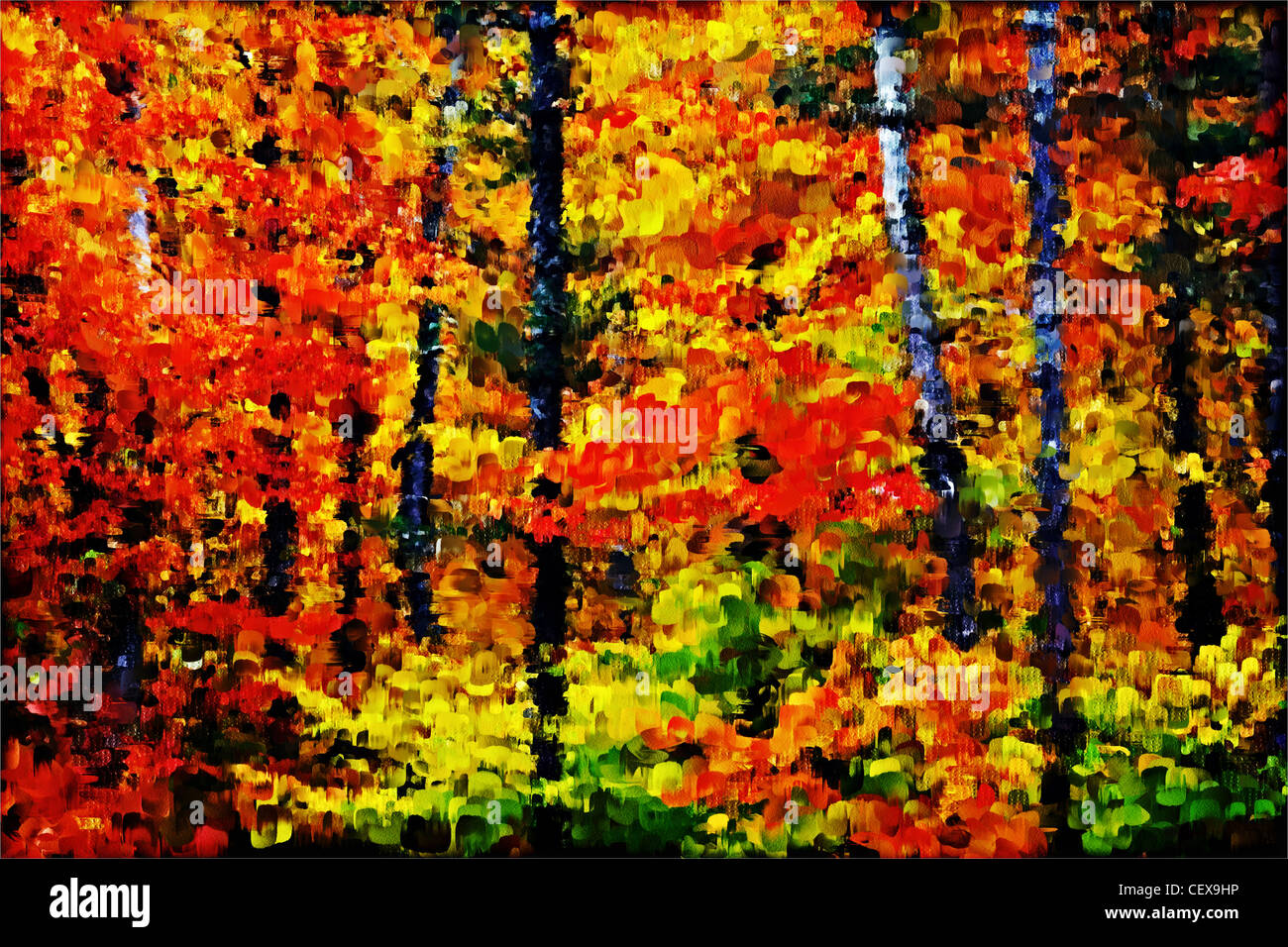 Autumn in the Forest - Painting Art Stock Photo - Alamy