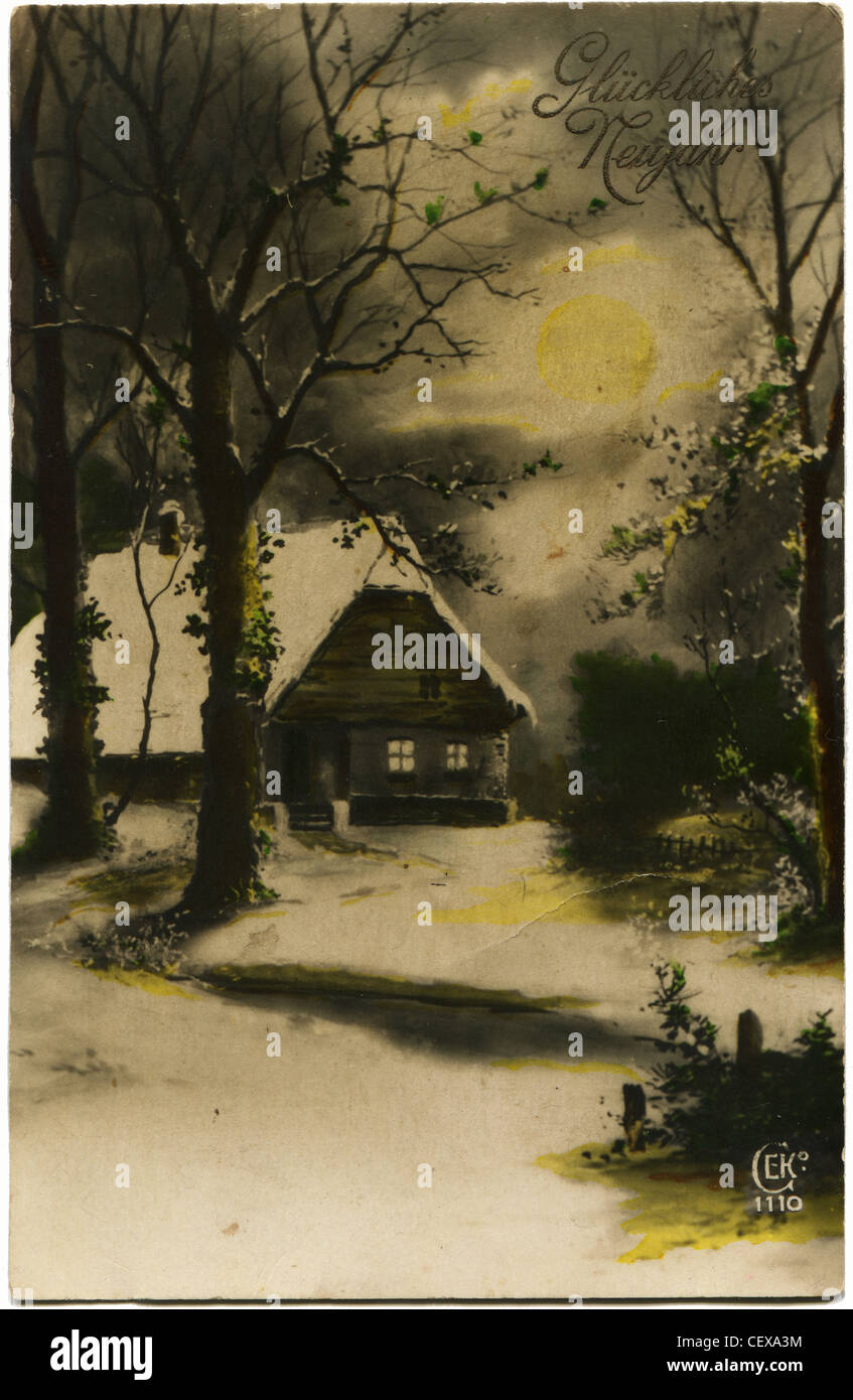 GERMANY - CIRCA 1912: Reproduction of antique postcard shows winter ...