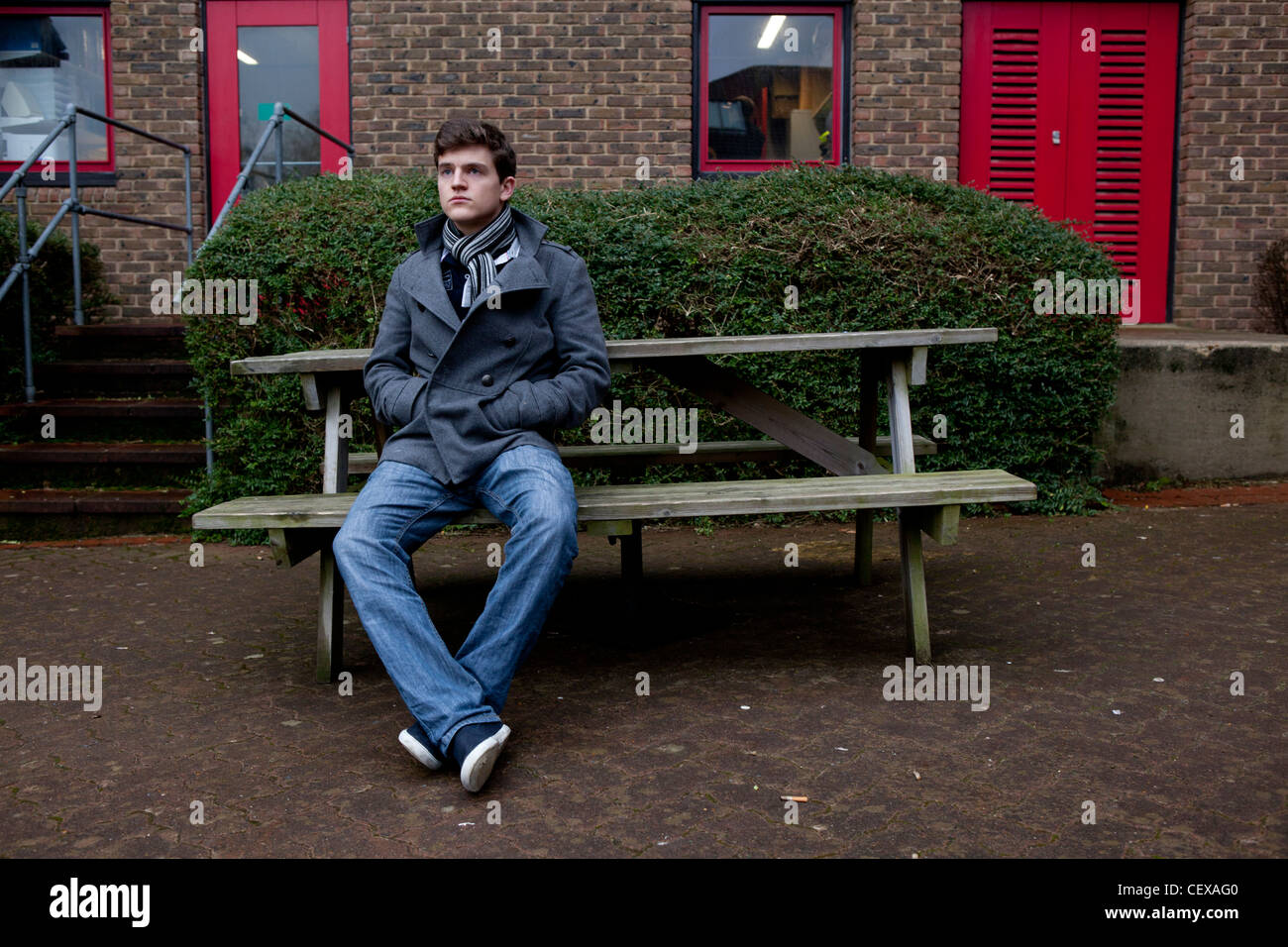 Sad Man Sitting On Bench Stock Photos & Sad Man Sitting On Bench Stock ...