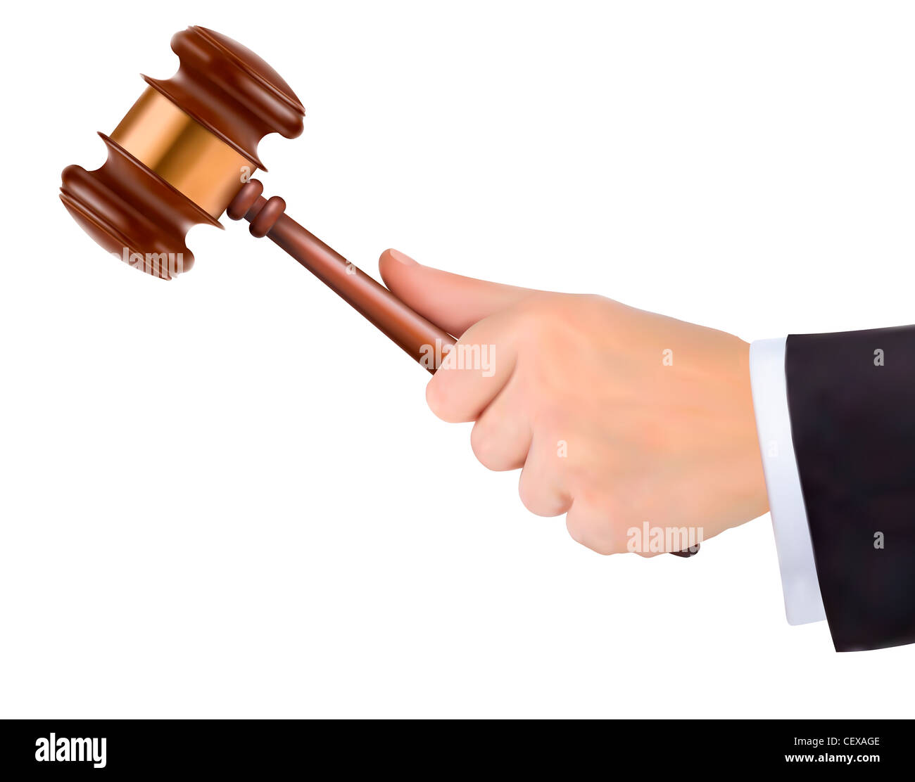 Hand holding judge gavel Stock Photo - Alamy