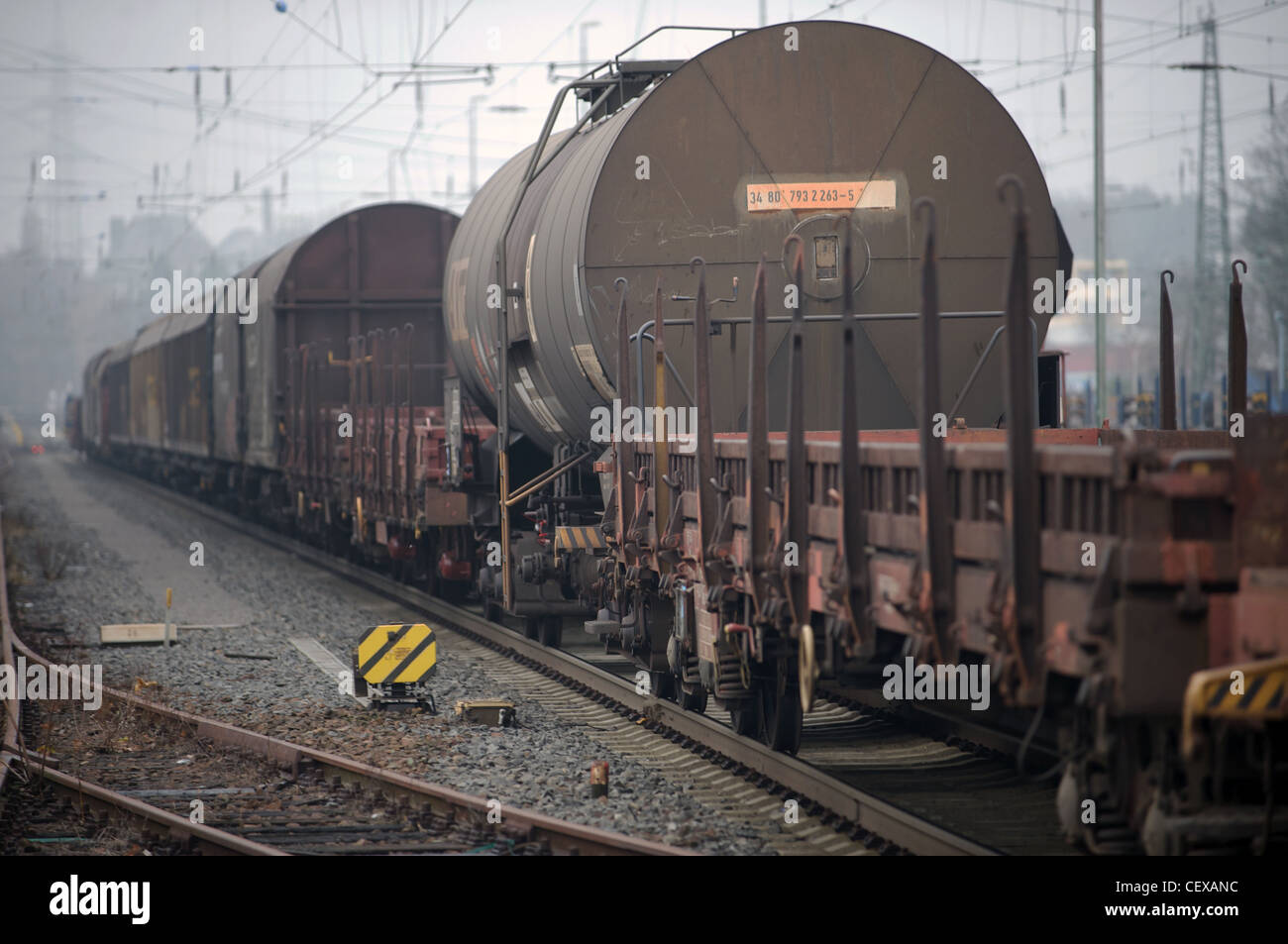 Mixed freight train Germany Stock Photo - Alamy