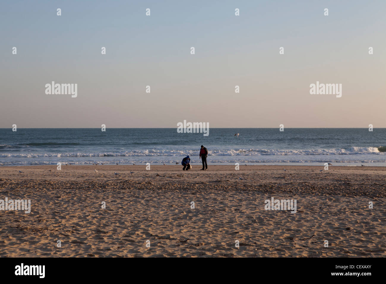 Two people on beach Stock Photo - Alamy
