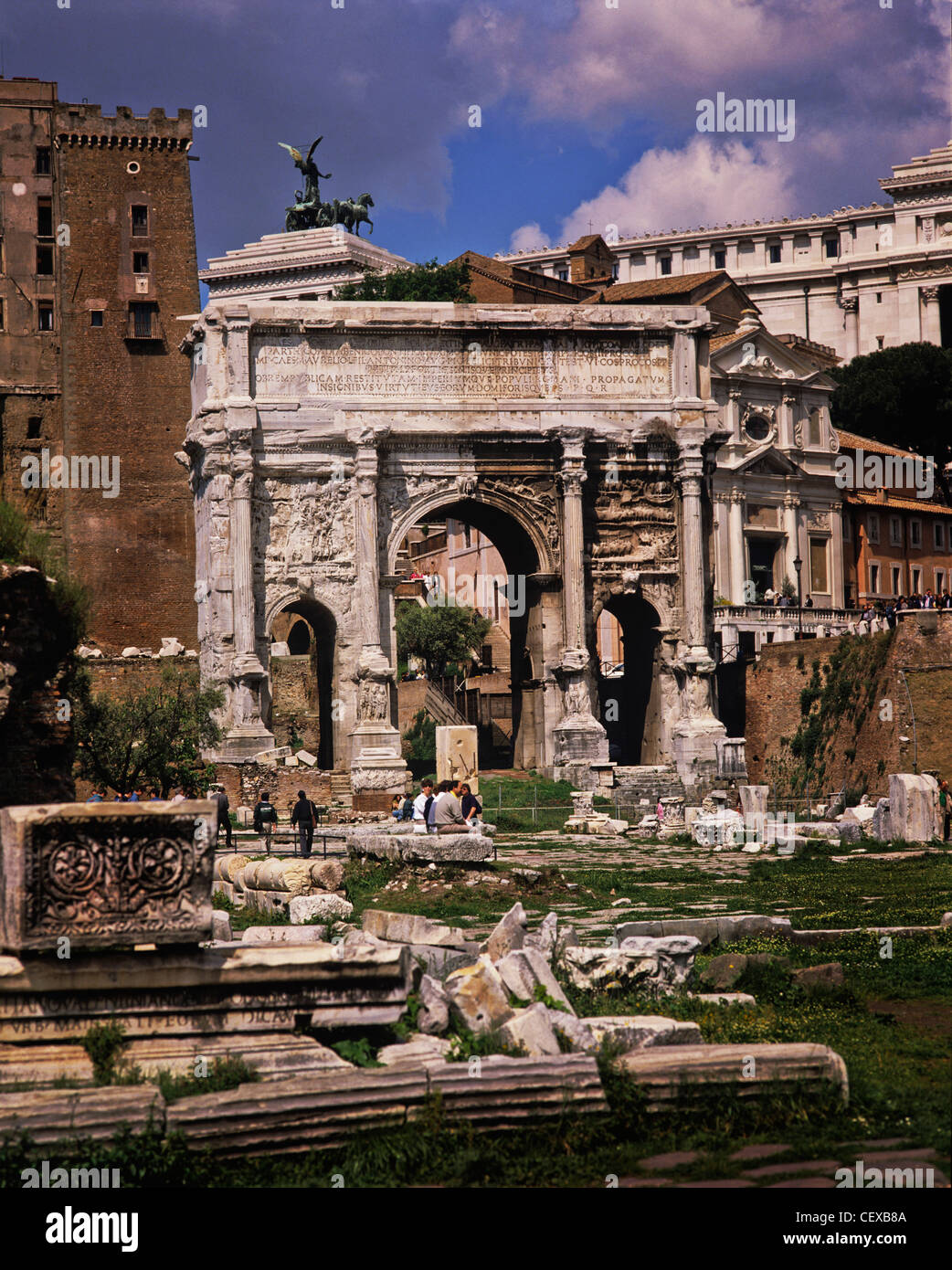 The Forum, Arch of Septimius Severus and Temple of Saturn, Rome, Italy ...