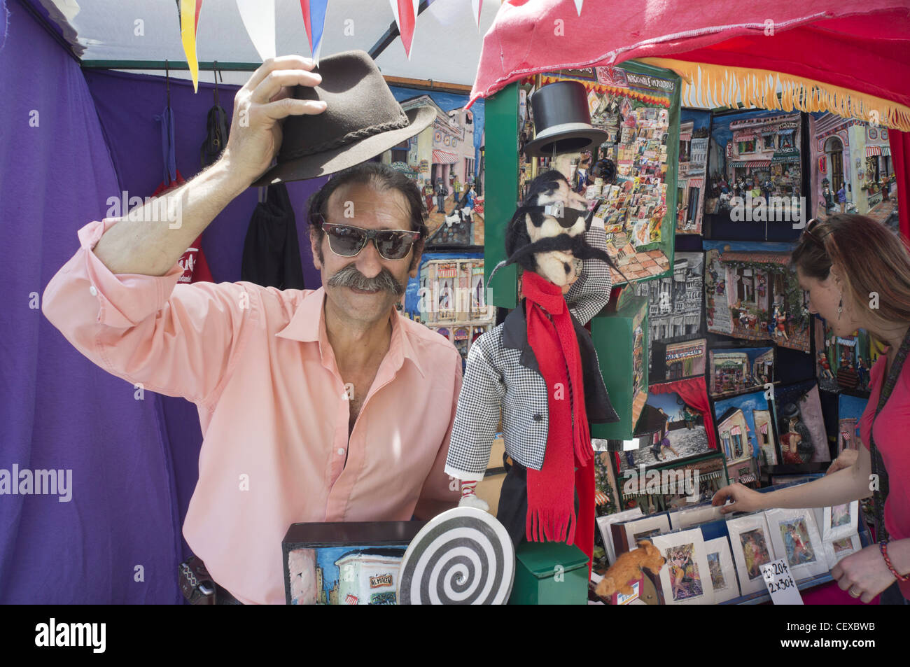 Daniel Fulco, artist at Antique market, Plaza Dorrego, San Telmo ...