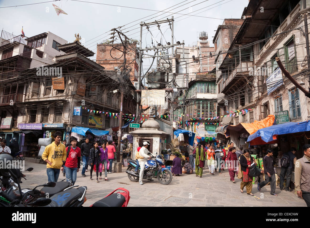 Street scene in Thamel along Hanuman Dhoka Road - Kathmandu, Bagmati ...