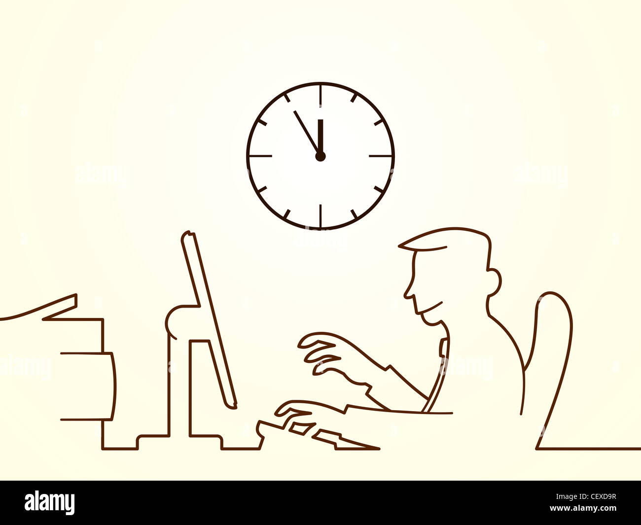 Office Hours - Working Man silhouette with editable clock above Stock ...