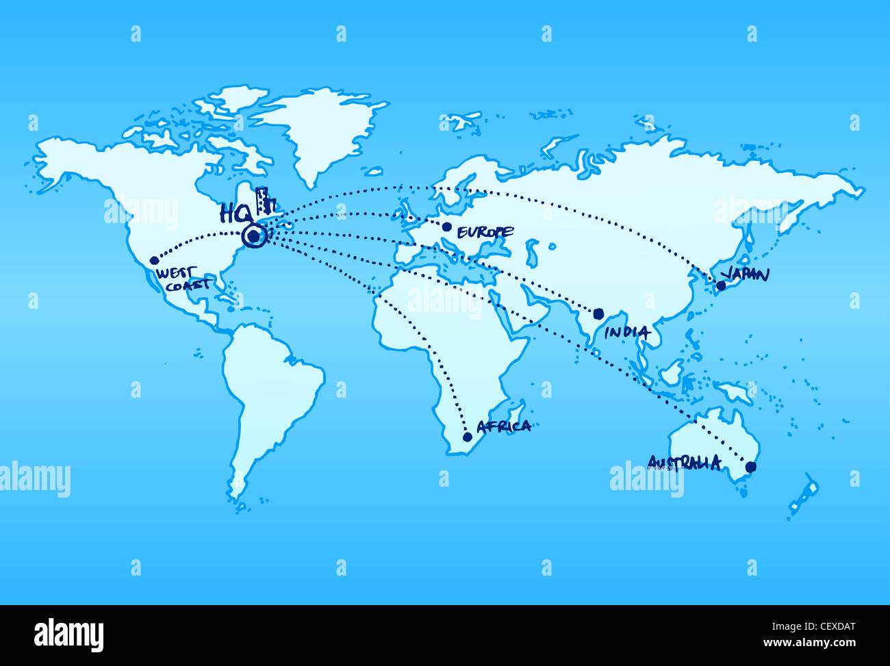 Headquarters in New York - Illustration of worldwide communication ...