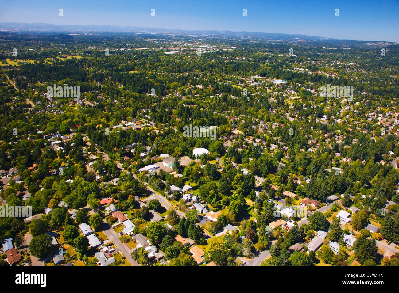 an aerial view of houses; portland, oregon, united states of america ...