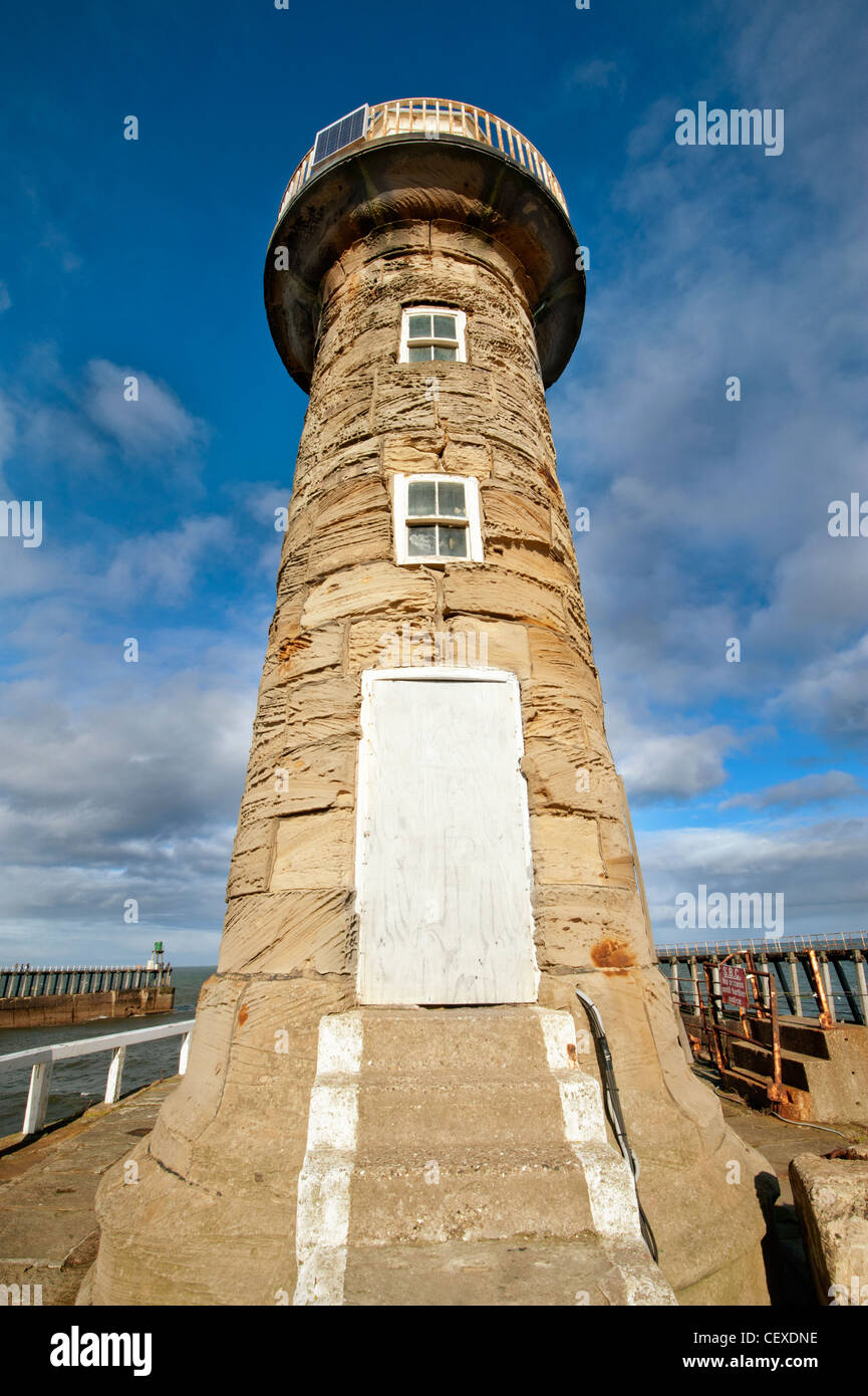 Tower at end of pier in Whitby, Yorkshire Stock Photo - Alamy