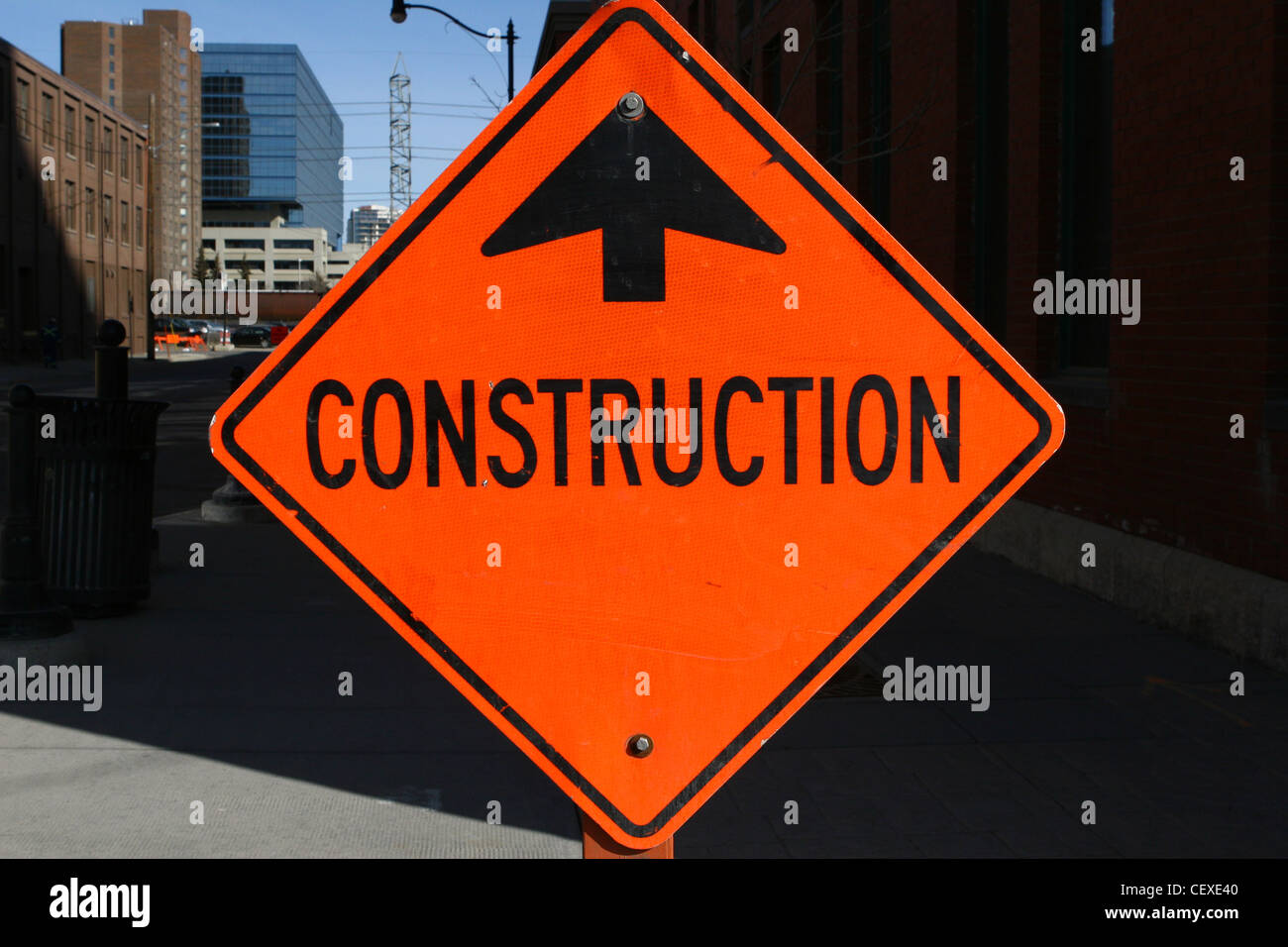 Road sign, Construction site , Construction ahead Stock Photo - Alamy