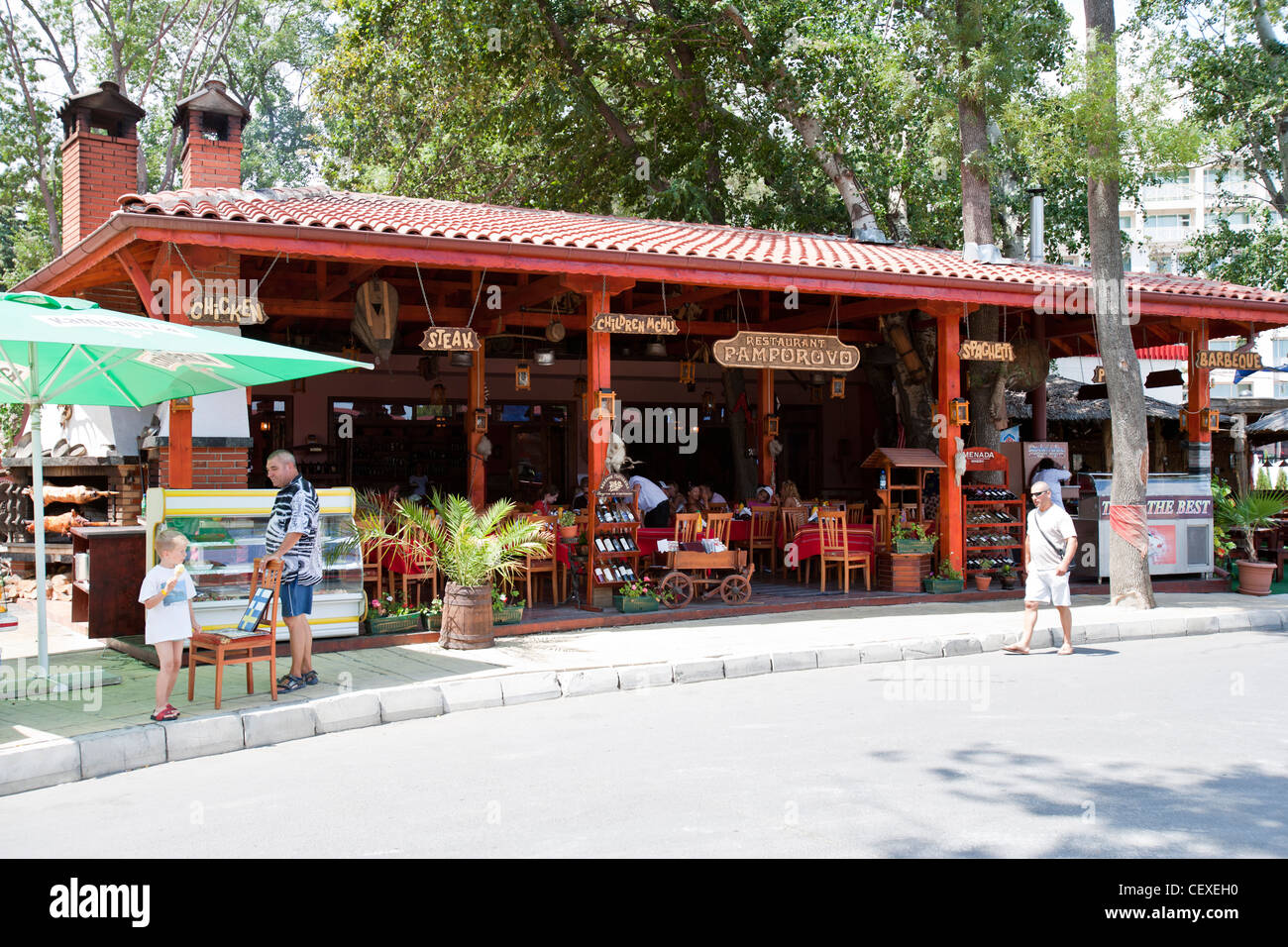 Tourist Restaurant in Sunny Beach, Bulgaria Stock Photo - Alamy