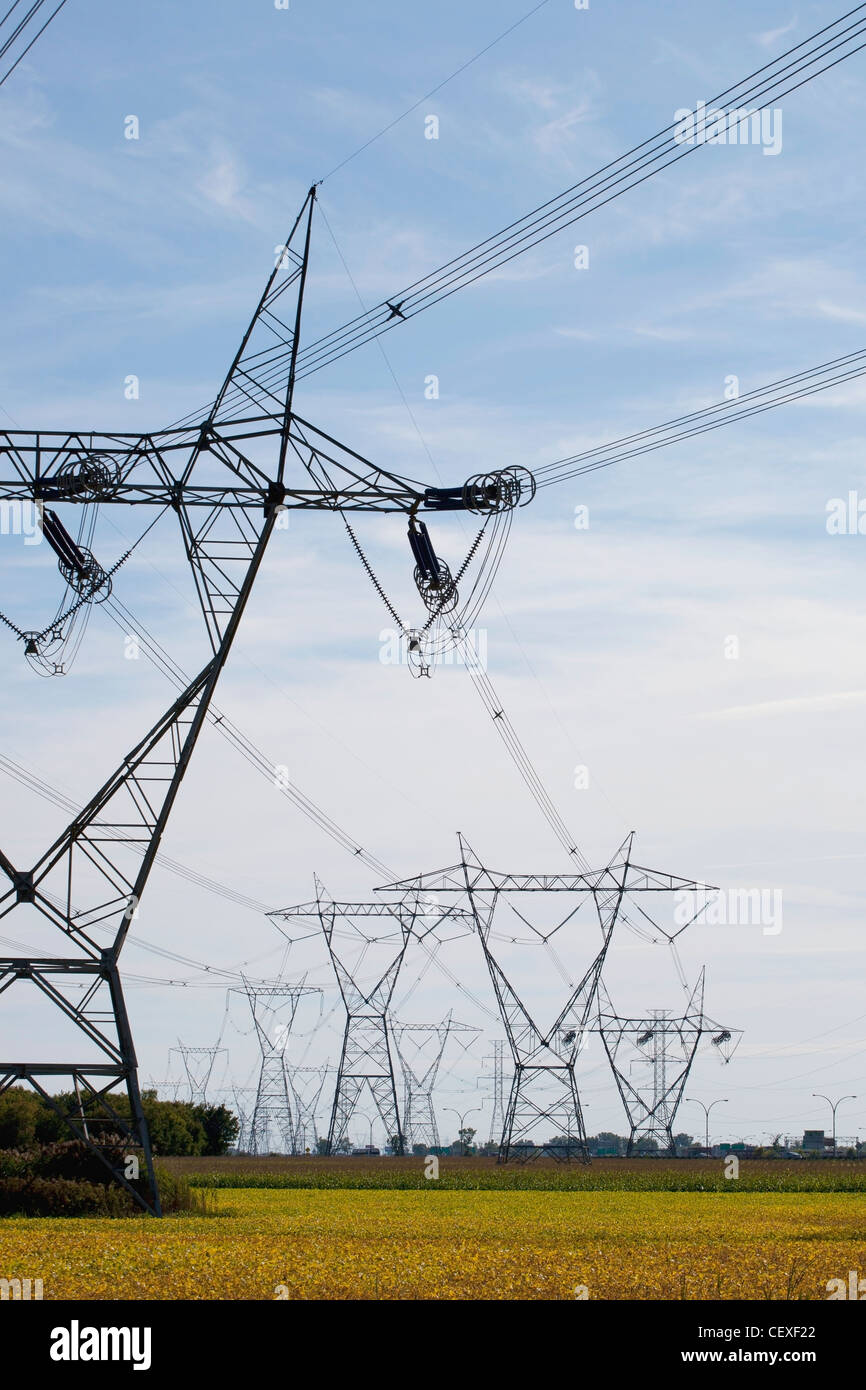 power transmission towers and lines; boucherville, quebec, canada Stock ...