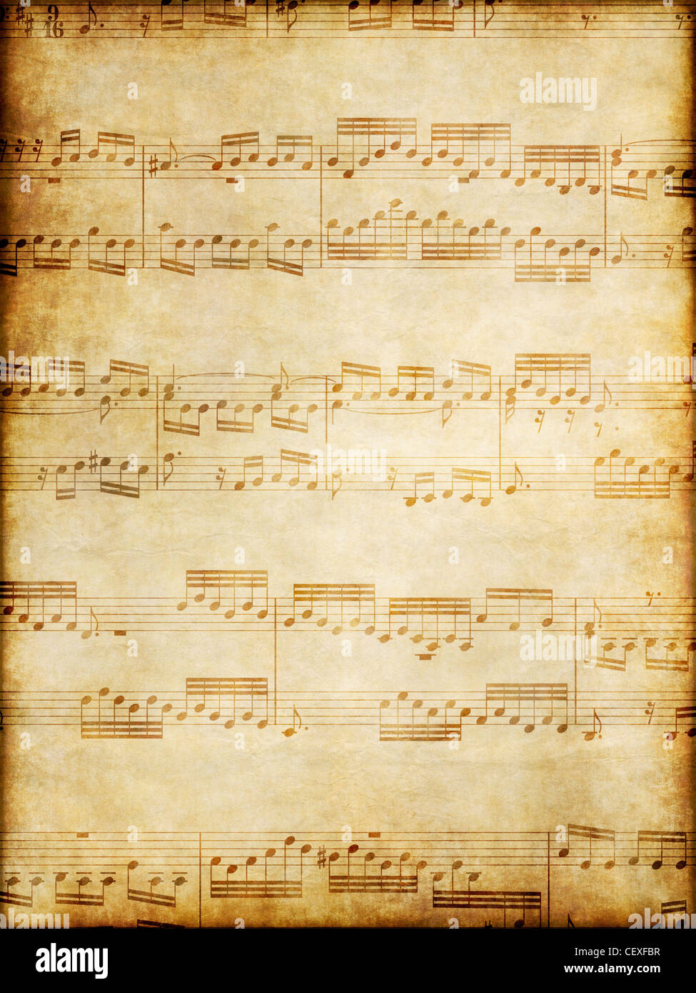 music notes by Bach on old brown vintage paper Stock Photo - Alamy