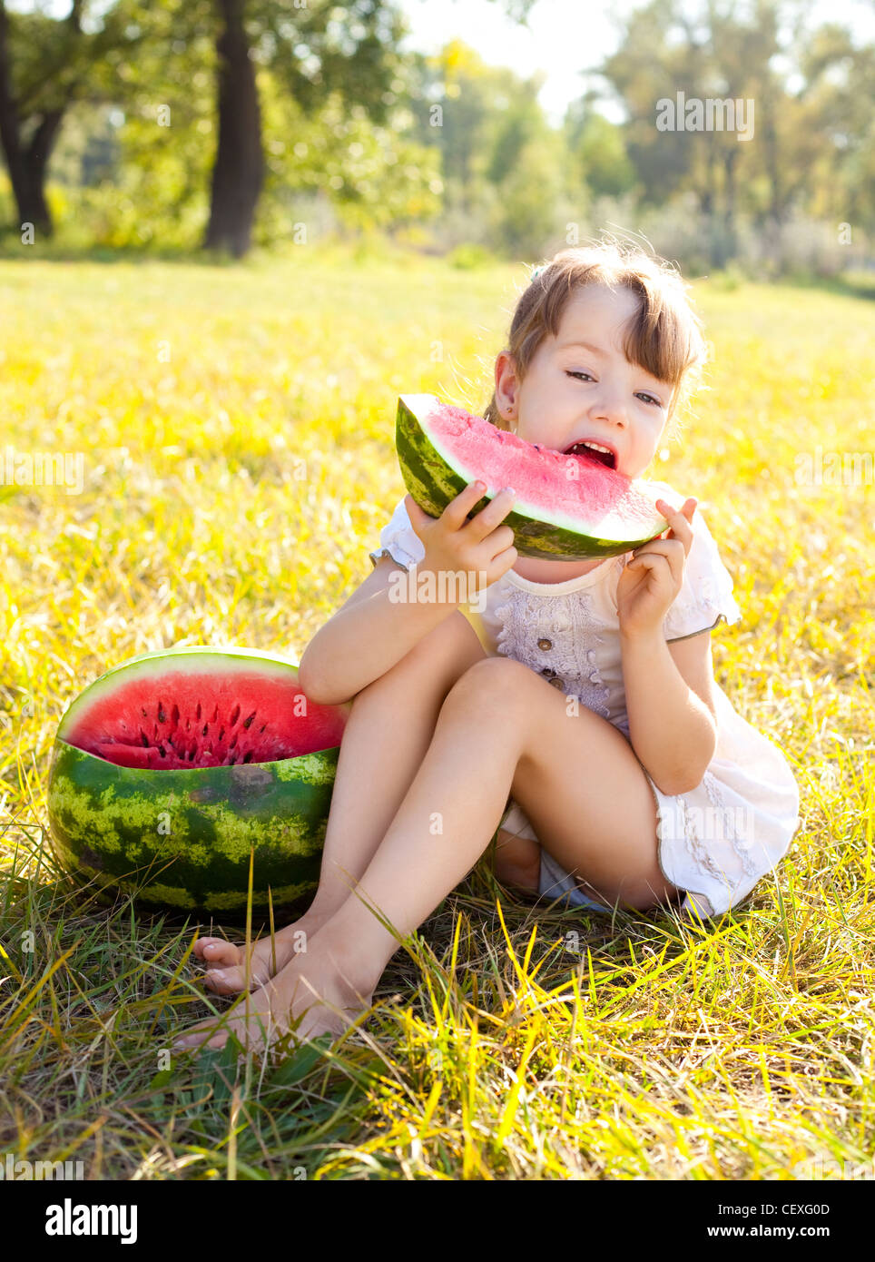 Baby eating watermelon picnic hi-res stock photography and images - Alamy
