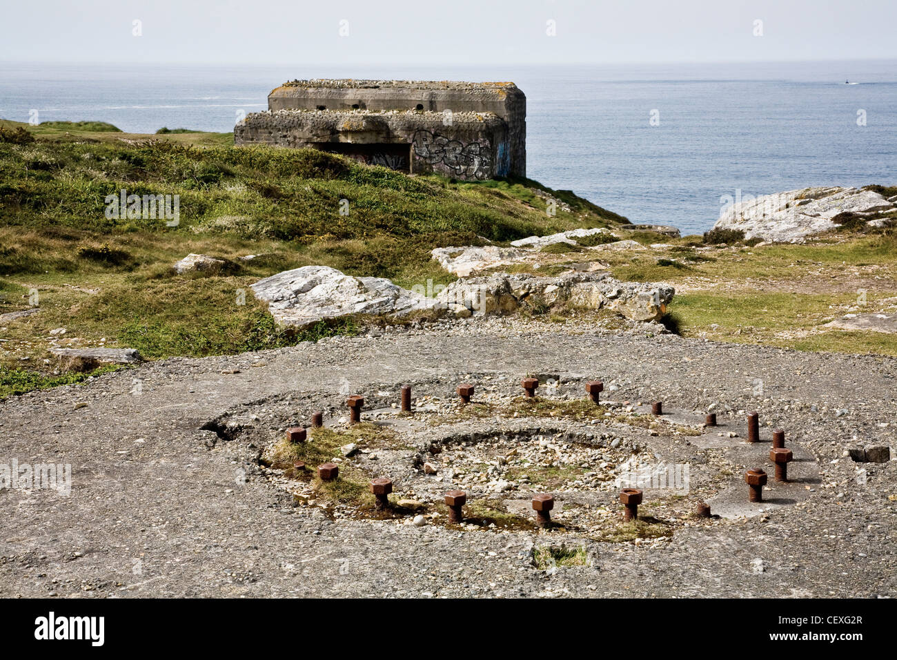 a bunker and lookout from world war two; britanny, france Stock Photo ...