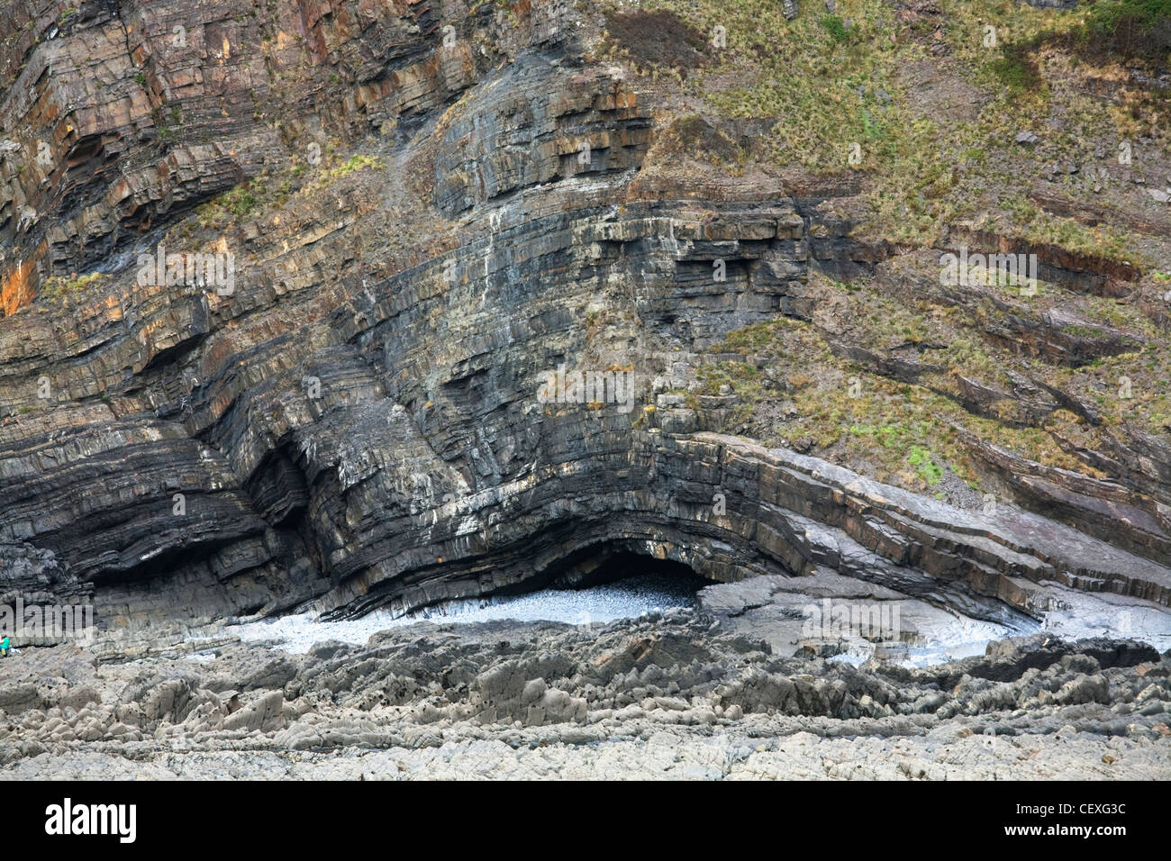 rock bedding in the peninsula at hartland point; hartland, devon ...