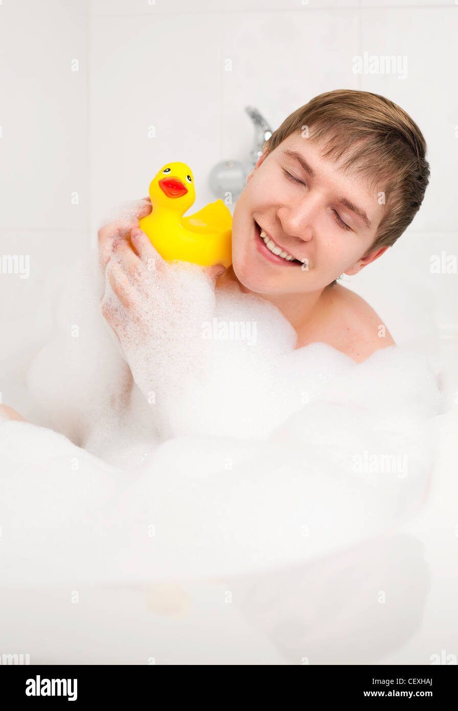 man taking a bath Stock Photo - Alamy