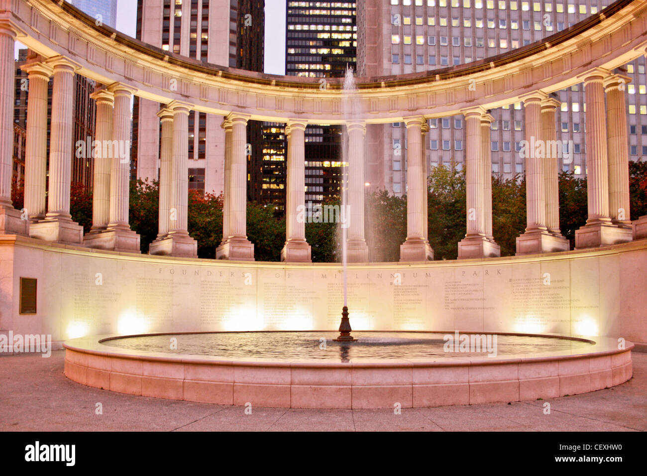 Water fountain in Chicago, Illinois commemorating the founders of the ...