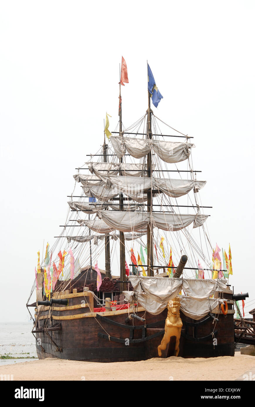 Old sail ship on beach Stock Photo - Alamy