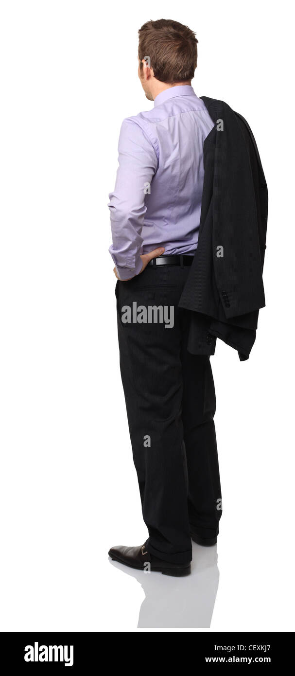 worker back view isolated on white Stock Photo - Alamy