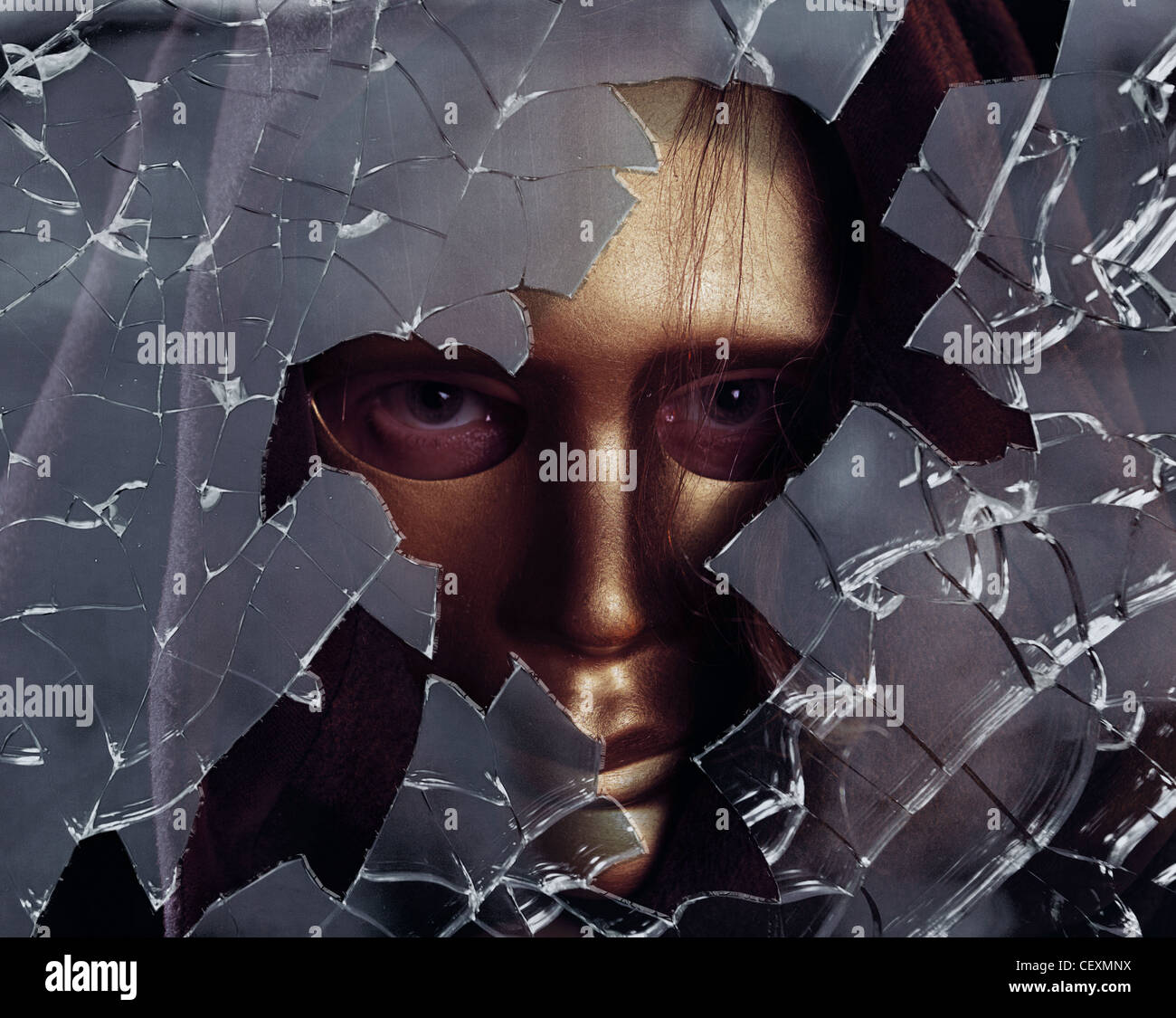 man in gold mask,focus on a center Stock Photo - Alamy