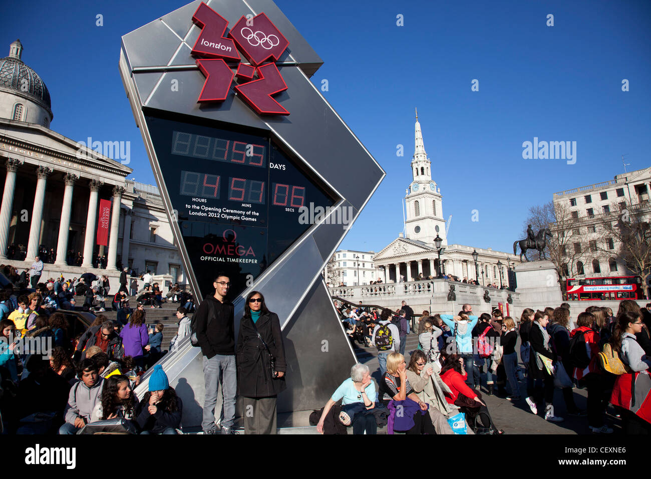 Olympic countdown clock in Trafalgar Square, London Stock Photo - Alamy